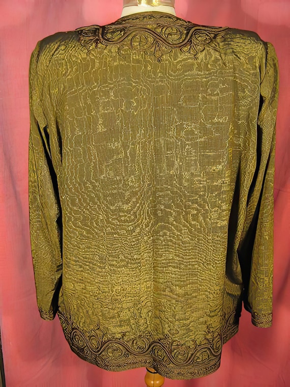 90s Egyptian Braid Trim Moire Jacket - Gem