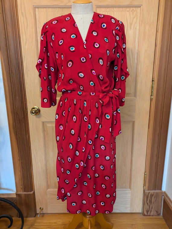1970s 80s Silk Studio Red Dress - Gem