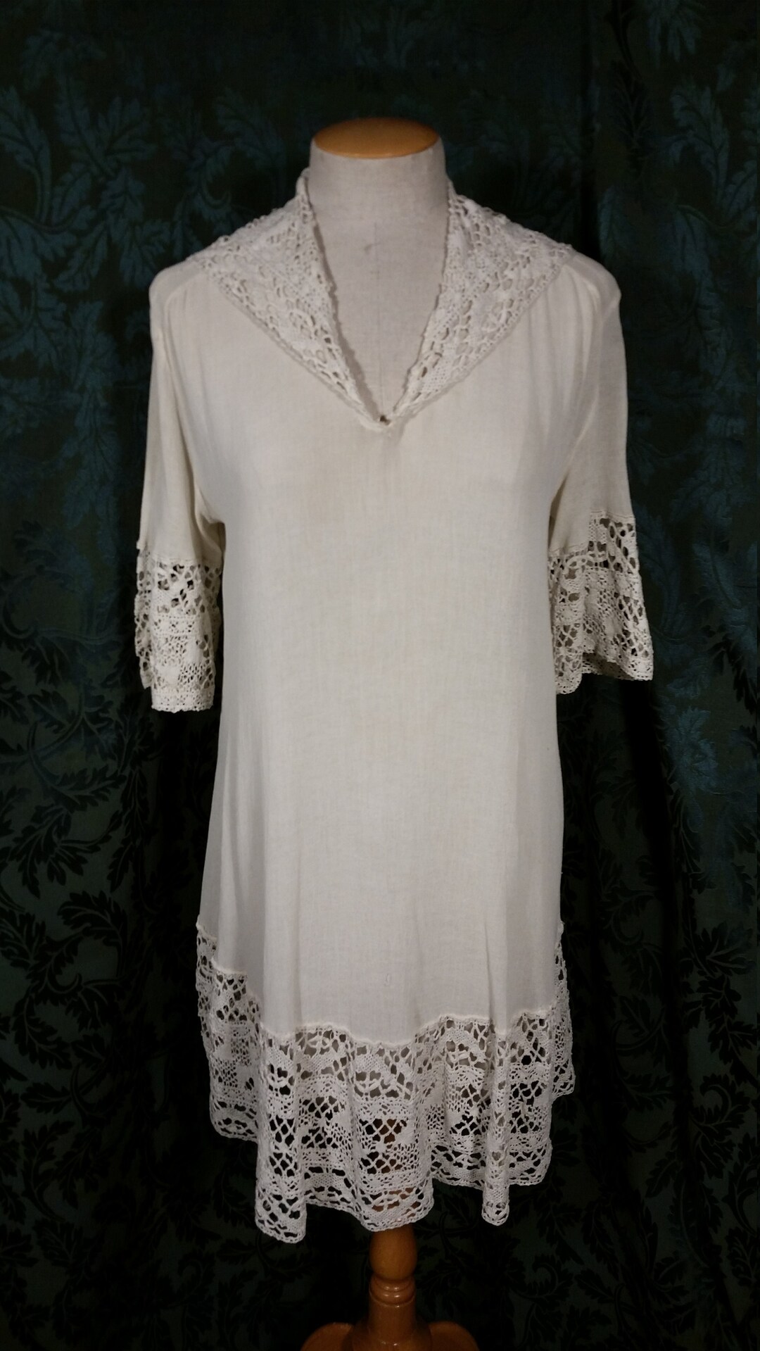 Vintage 1920s Tunic / Dress Handmade Lace Trim - Etsy