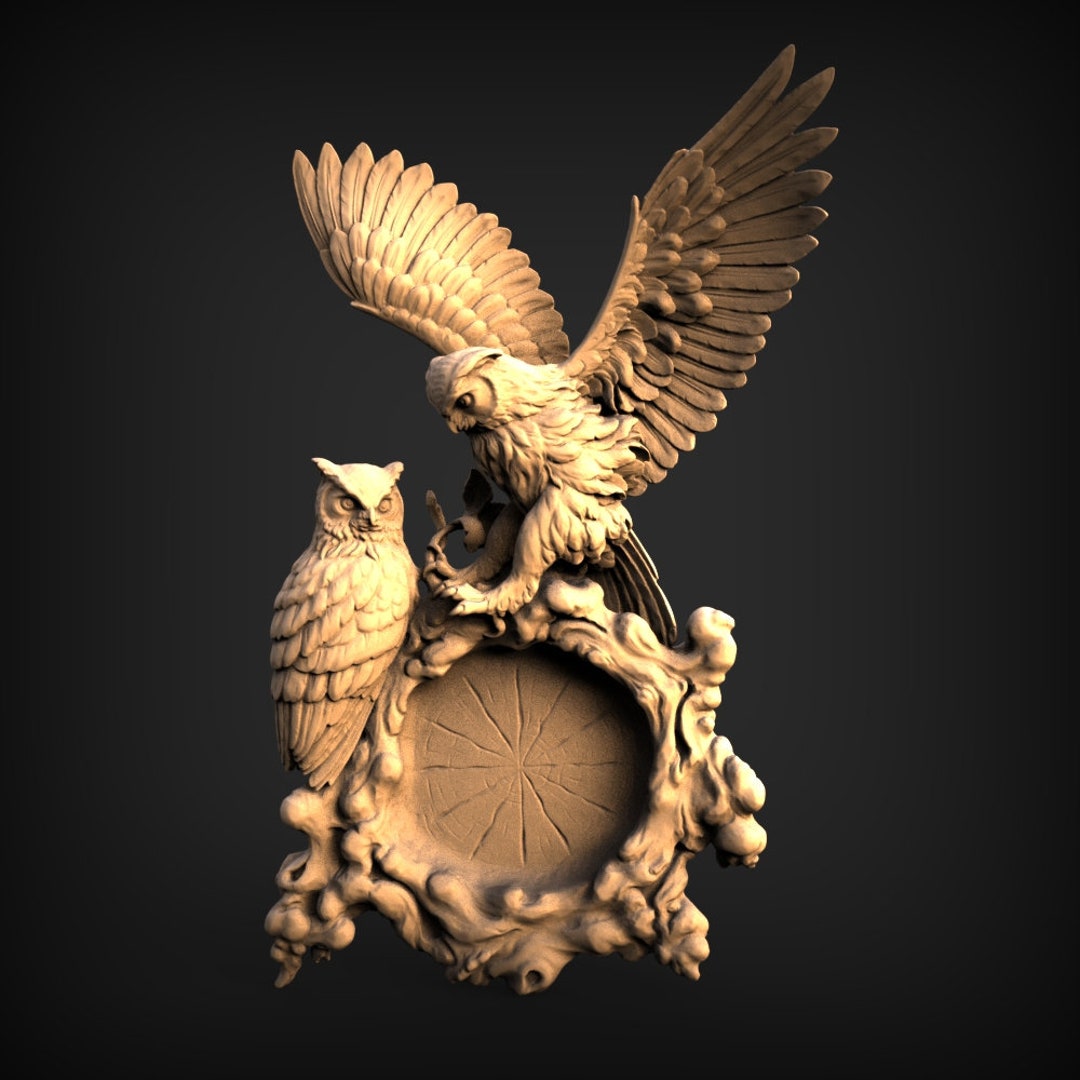 Grand Owl Clock 3D STL Model for CNC Artcam Aspire Carveco and MORE Art ...