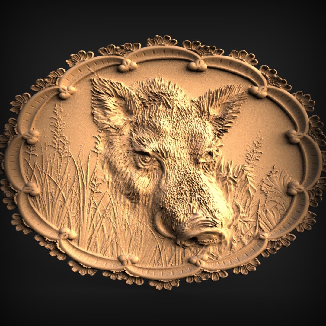 Wild Hog 3D STL Model Relief CNC Router Engraver Artcam Aspire Carveco ...