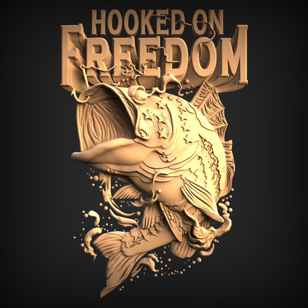 Freedom Fish 3D STL File Relief Model CNC Router Engraver Artcam Aspire ...