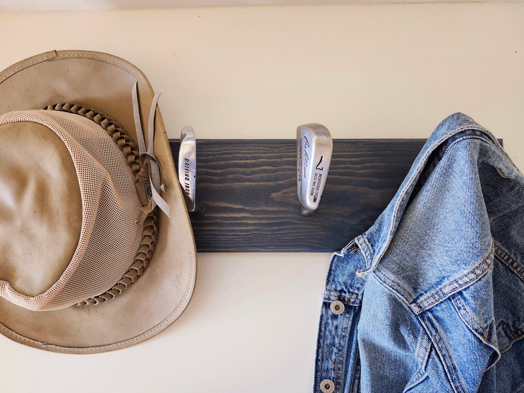 Great Looking Wood Golf Hat Rack Made From Up-cycled Golf Irons. Unique ...