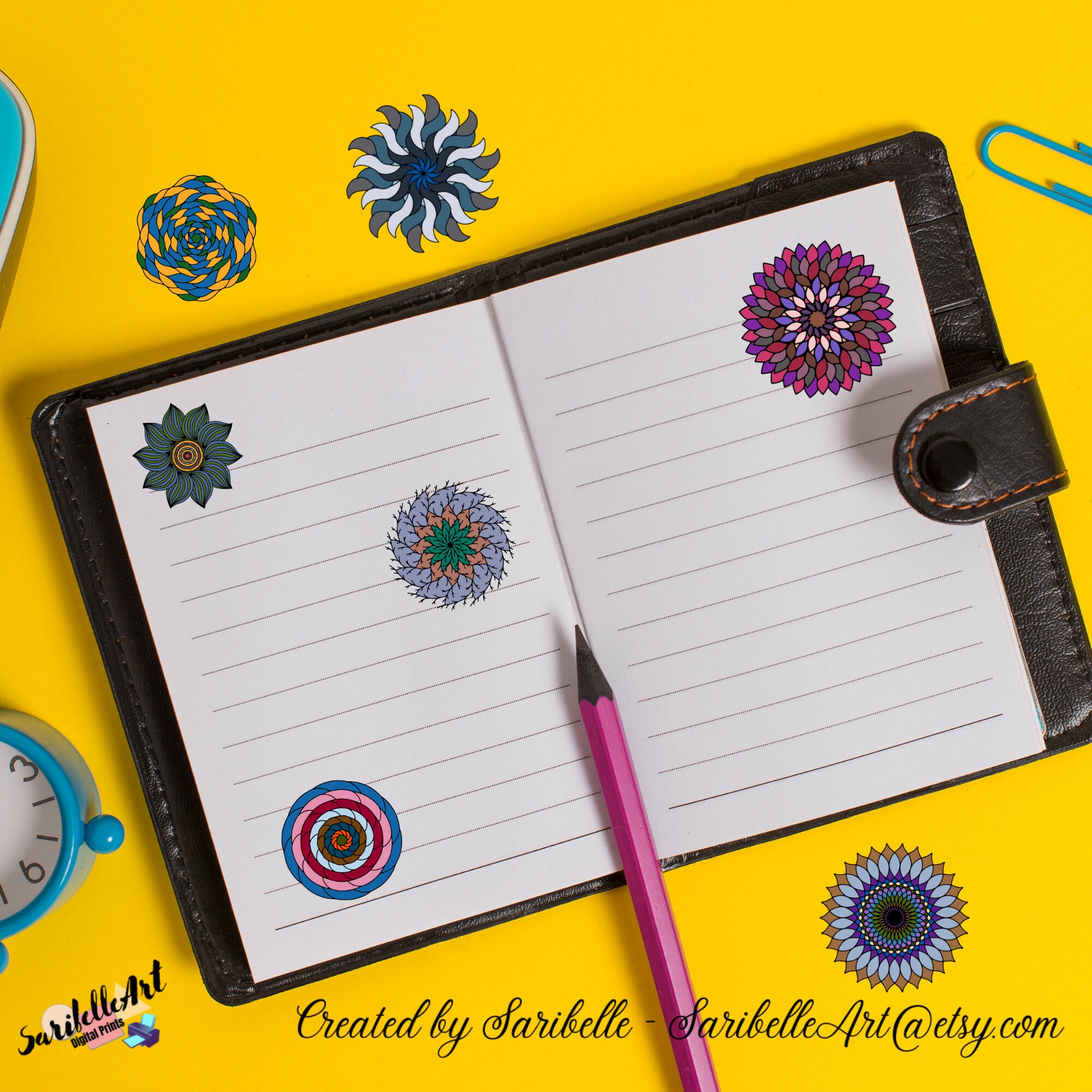 Colorful Mandala Printable Stickers, Daily Stickers for Your Journal - Etsy