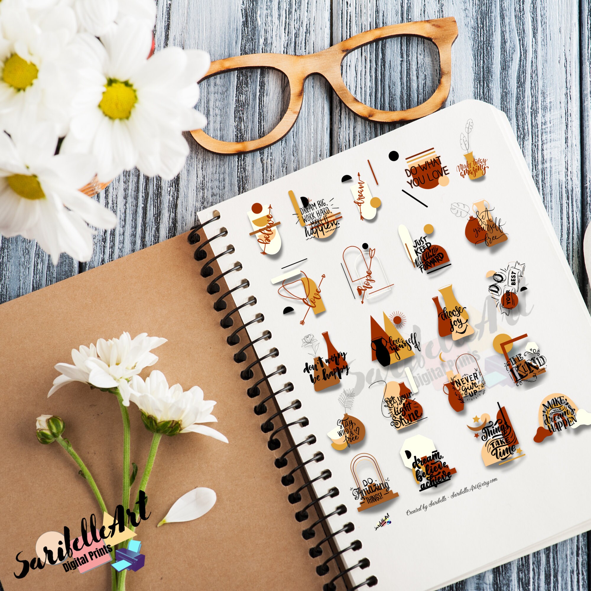 Motivational Quotes Printable Stickers, Printable Sticker Sheet, Print ...