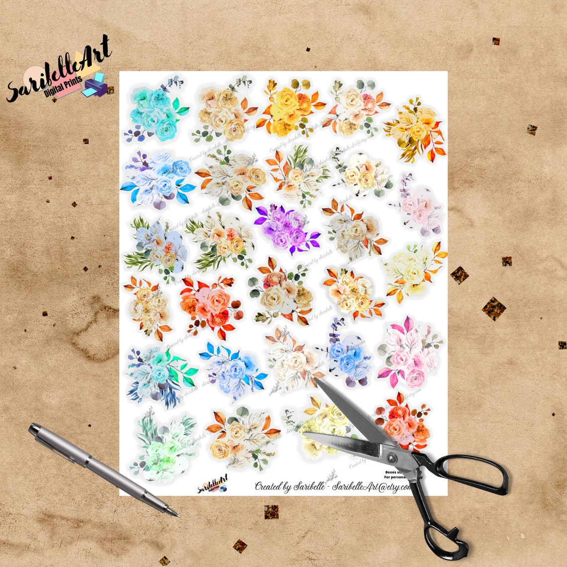 Flowers Printable Stickers Daily Stickers for Your Journal - Etsy