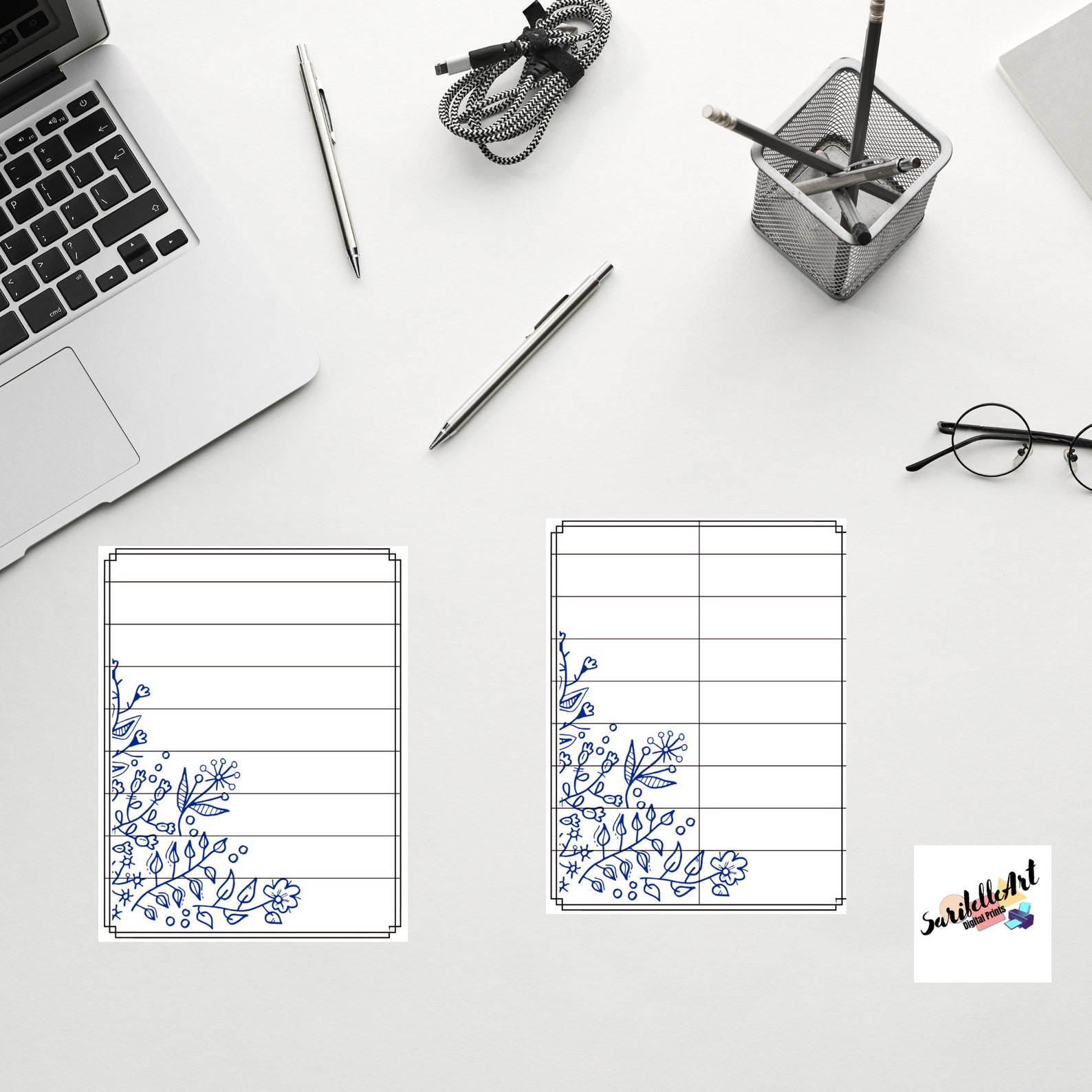 Blue Mini Writing Paper Printable Stickers, Printable Planner Sticker ...