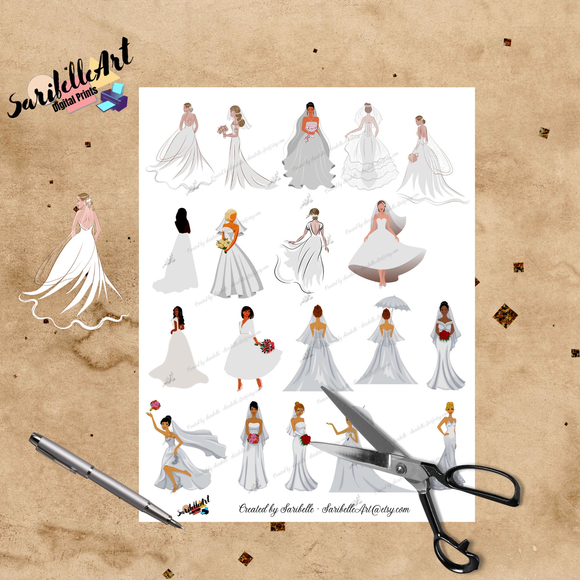 Bride, Wedding Stickers, Daily Stickers for Your Journal - Etsy
