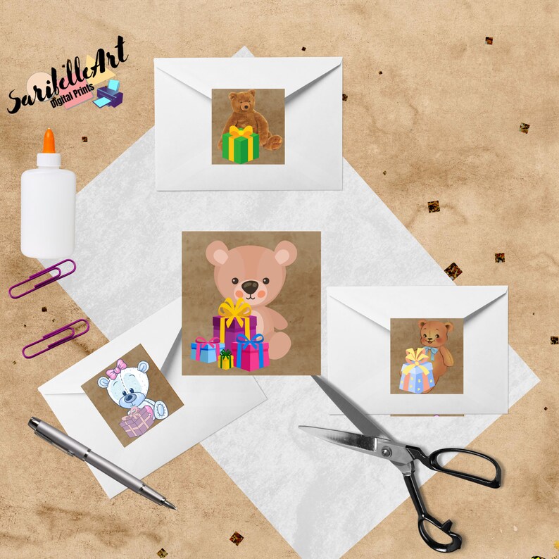 Teddy Bear Printable Stickers, Printable Sticker Sheet, Print and Cut ...