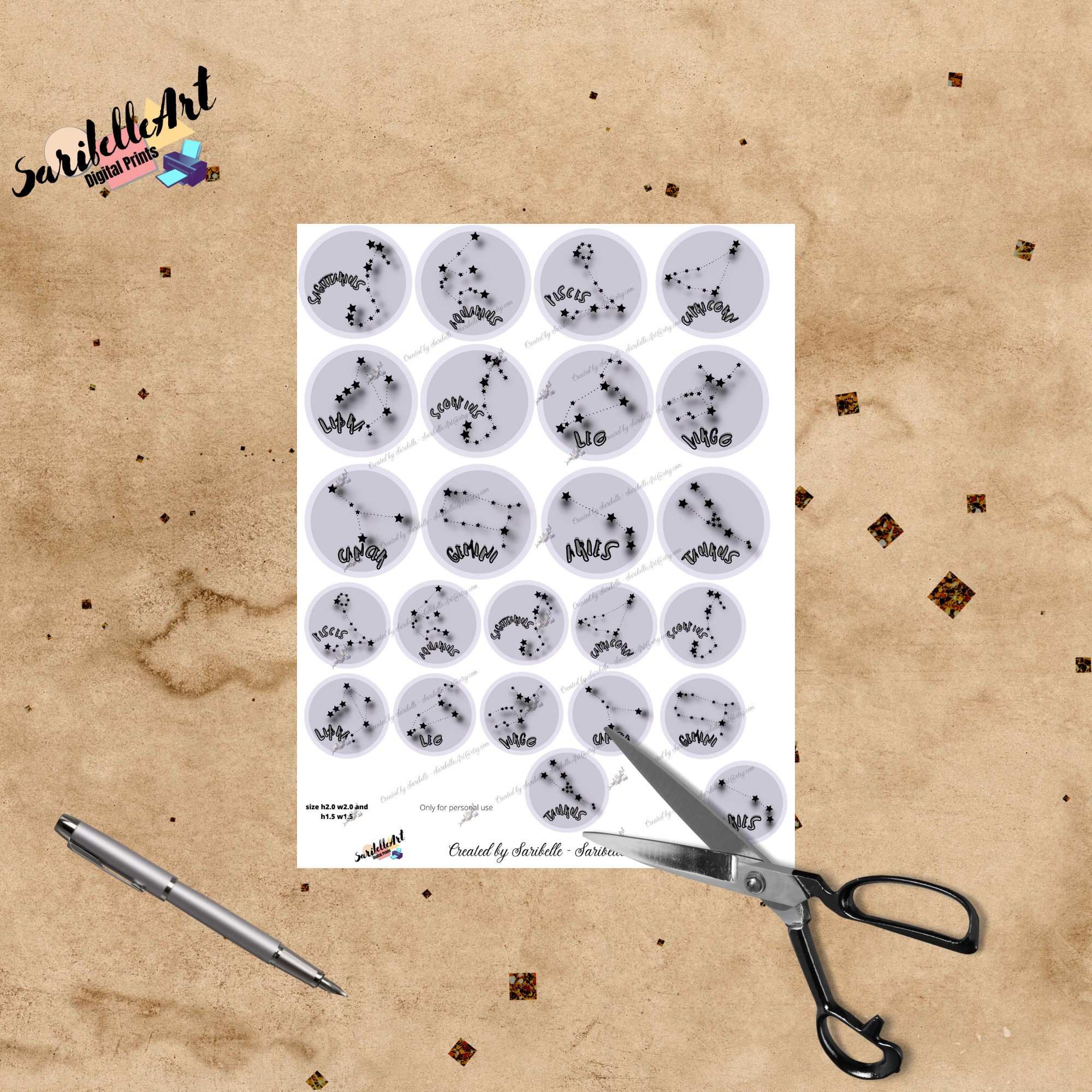 Zodiac Printable Stickers Daily Stickers - Etsy