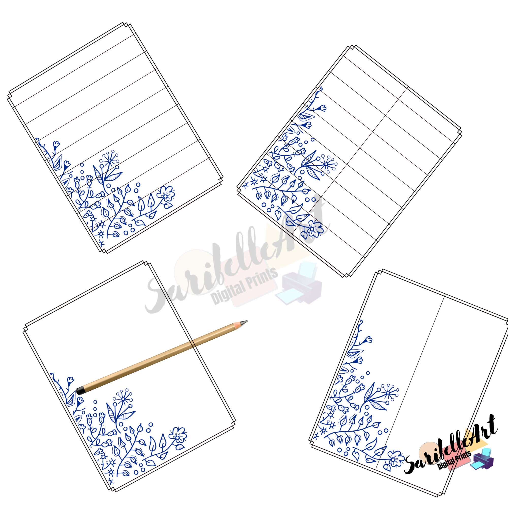 Blue Mini Writing Paper Printable Stickers, Printable Planner Sticker ...