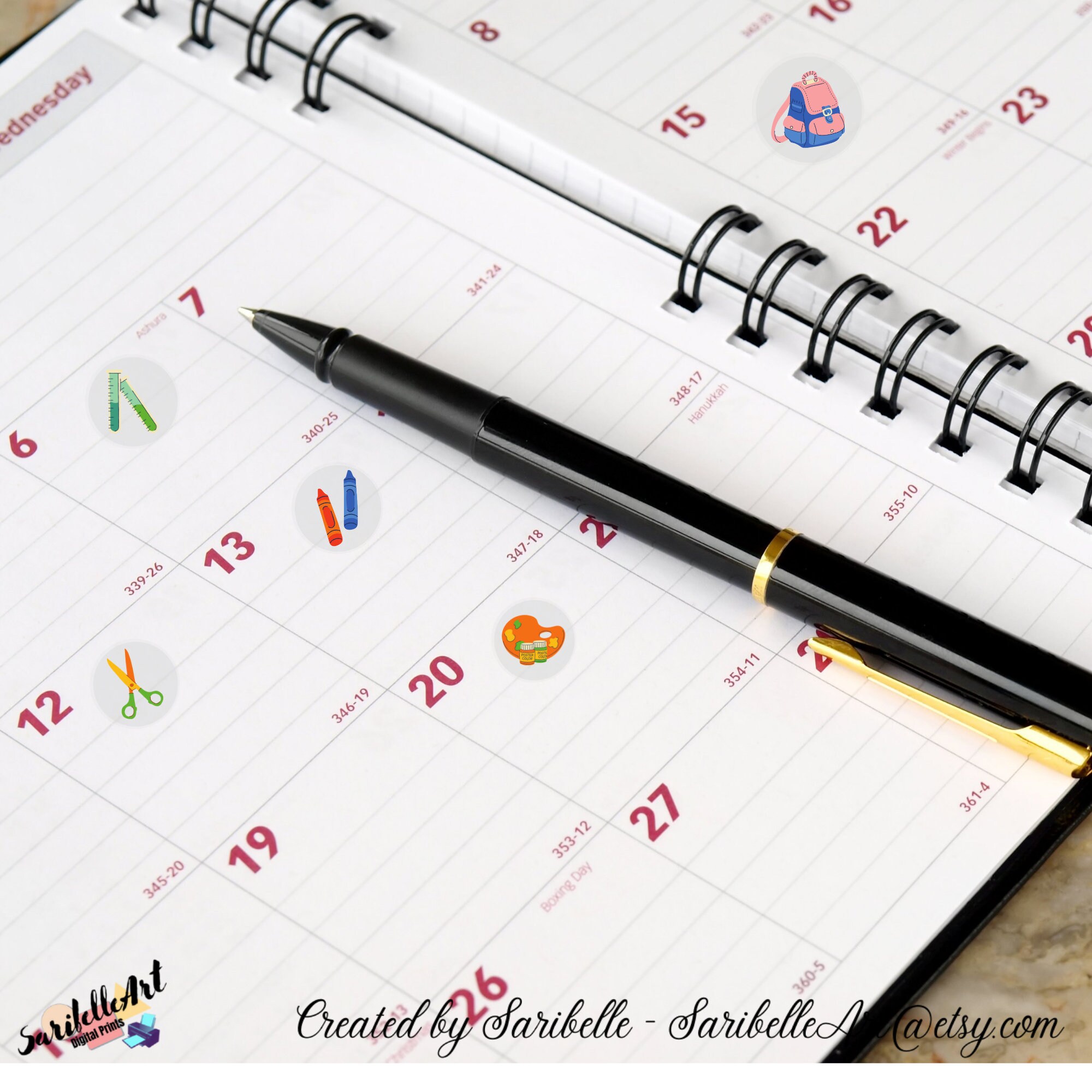 School Supplies Printable Stickers, Daily Stickers for Your Planner - Etsy