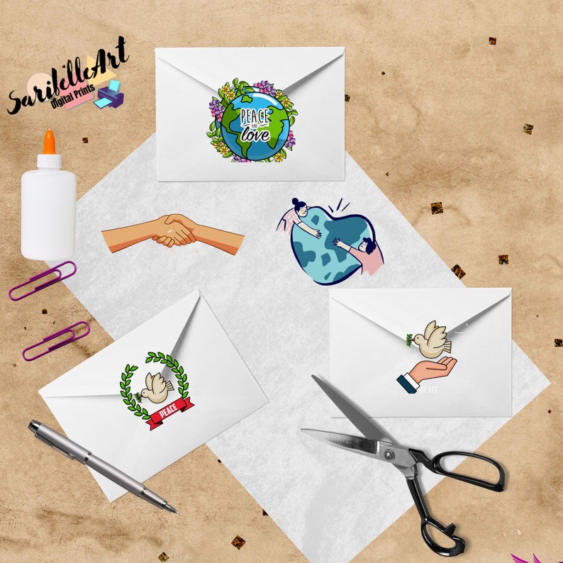 World Peace Printable Stickers, Daily Journal Stickers - Etsy
