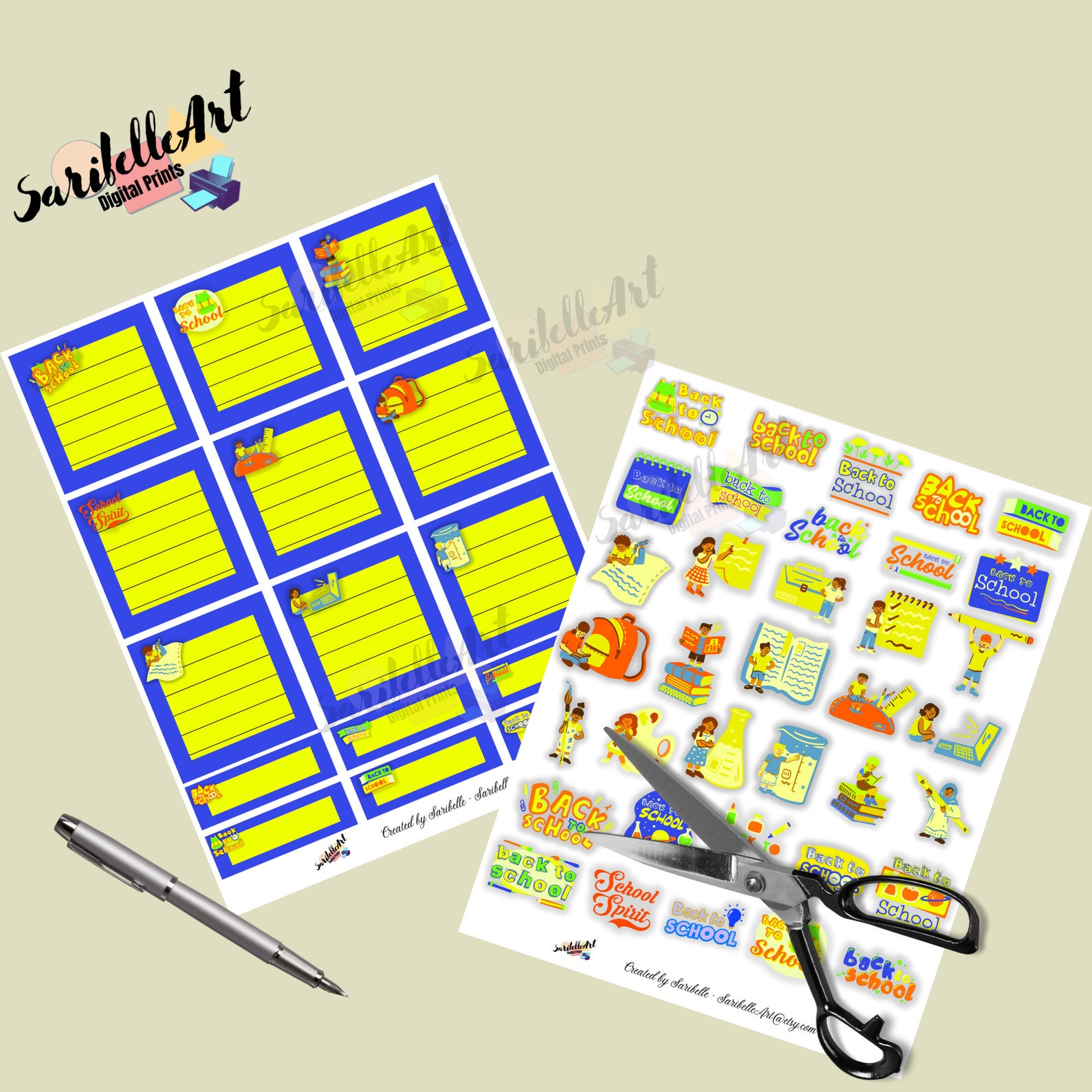 Back to School Printable Stickers, Printable Sticker Sheet, Print and ...