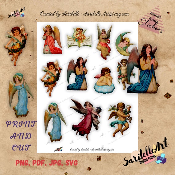 Angels Printable Stickers Printable Sticker Sheet Print and - Etsy