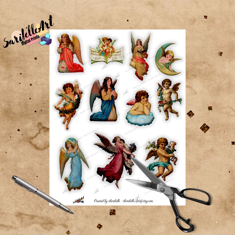 Angels Printable Stickers, Printable Sticker Sheet, Print and Cut ...