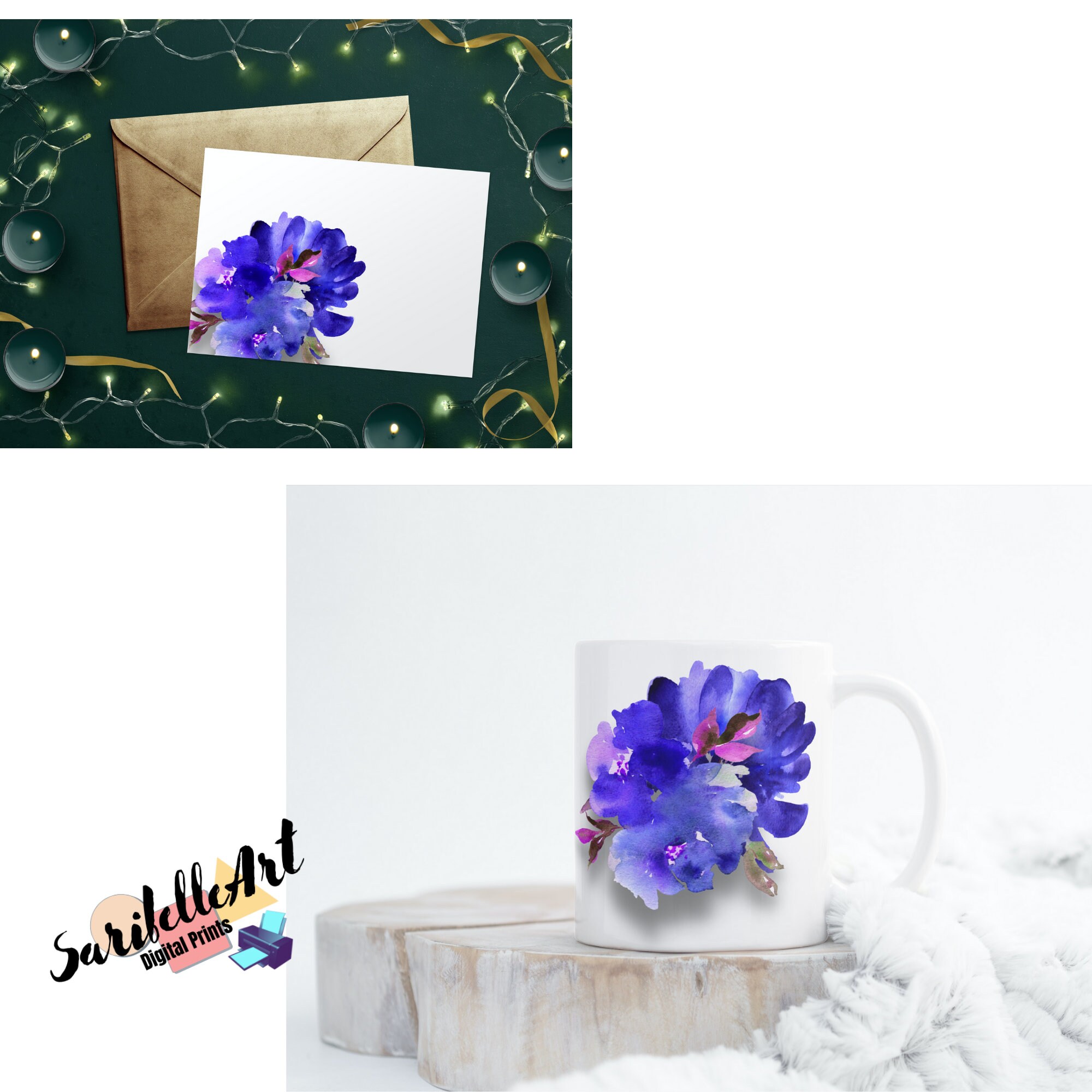 Blue Flowers Printable Stickers, Printable Sticker Sheet, Print and Cut ...