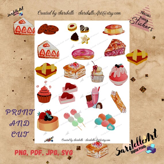 Sweets Printable Stickers Daily Journal Stickers - Etsy