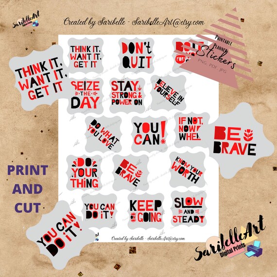 Motivational Quotes Printable Stickers Daily Stickers for | Etsy
