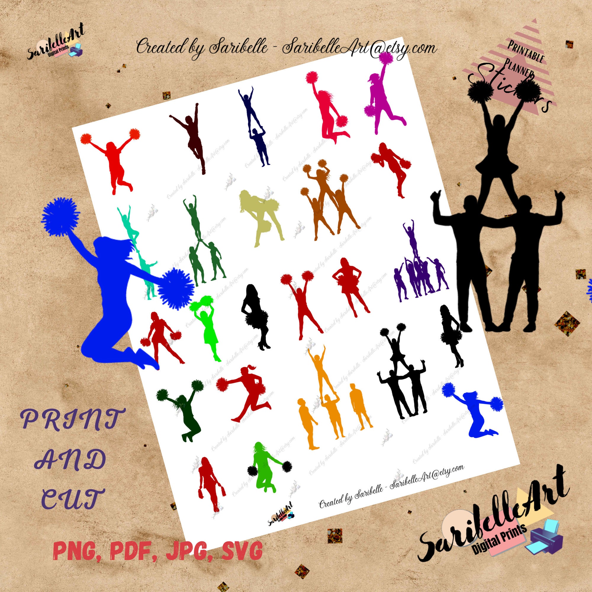 Cheerleading Printable Stickers, Daily Journal Stickers - Etsy