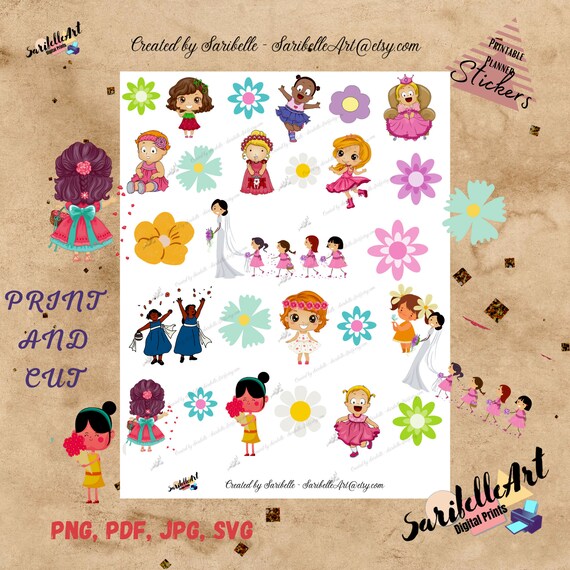 Flower Girl Wedding Stickers Daily Stickers for Your Journal - Etsy