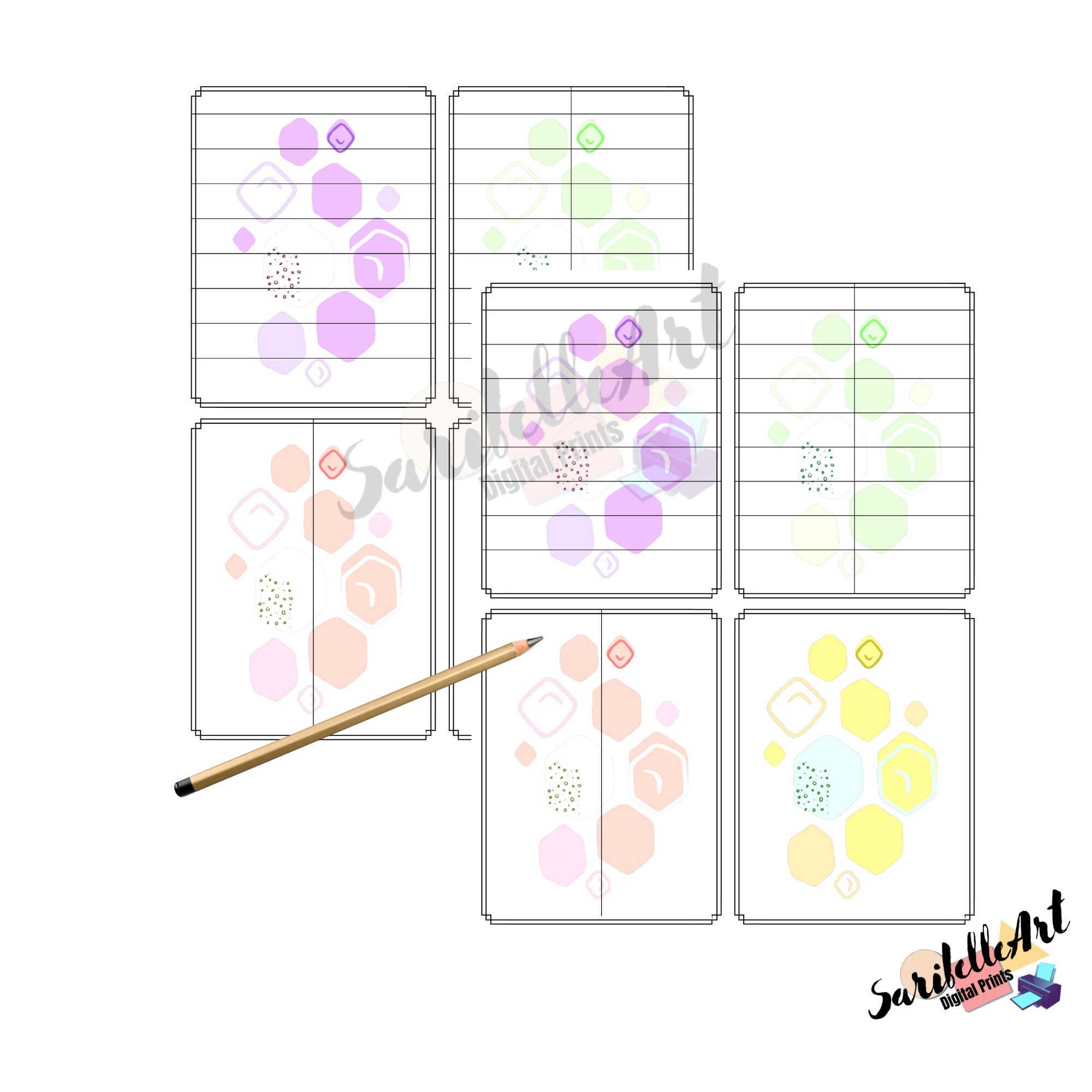 Colorful Mini Writing Paper Printable Stickers, Printable Planner ...