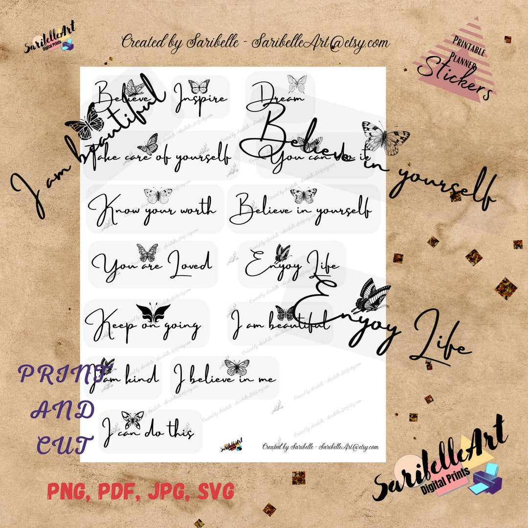 Inspirational Quotes Printable Stickers, Daily Stickers for Your ...