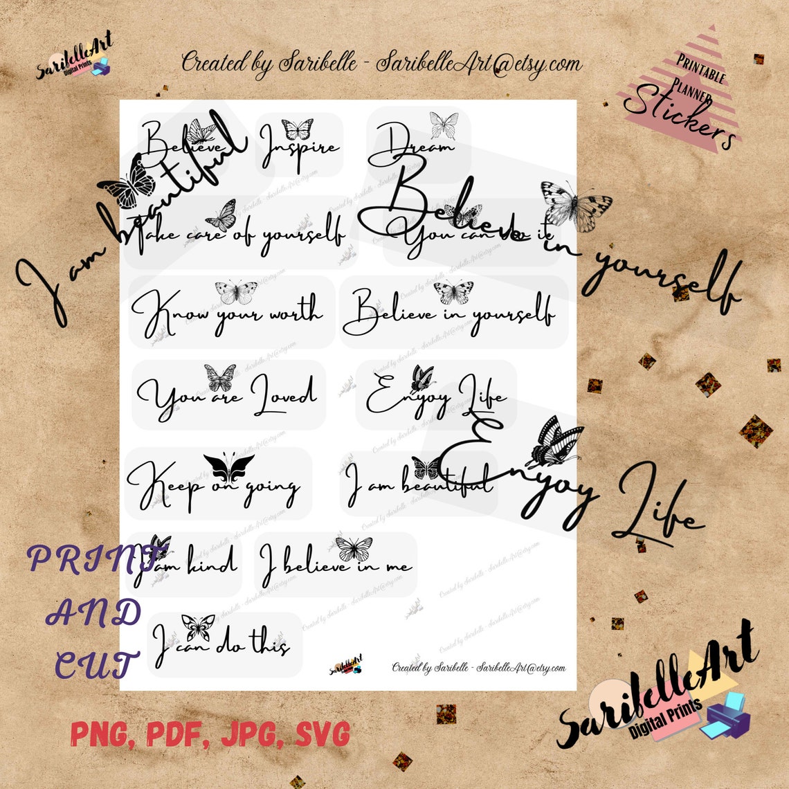 Inspirational Quotes Printable Stickers Daily Stickers for - Etsy