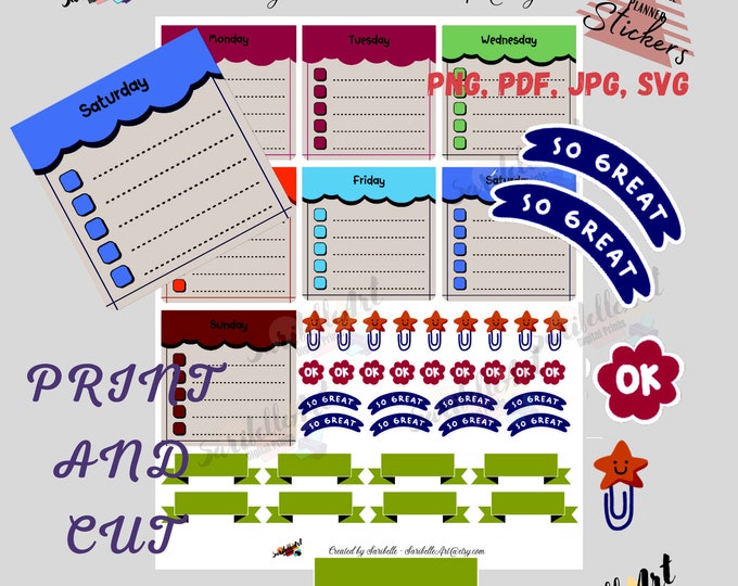 Daily Planner Printable Stickers Printable Sticker Sheet - Etsy