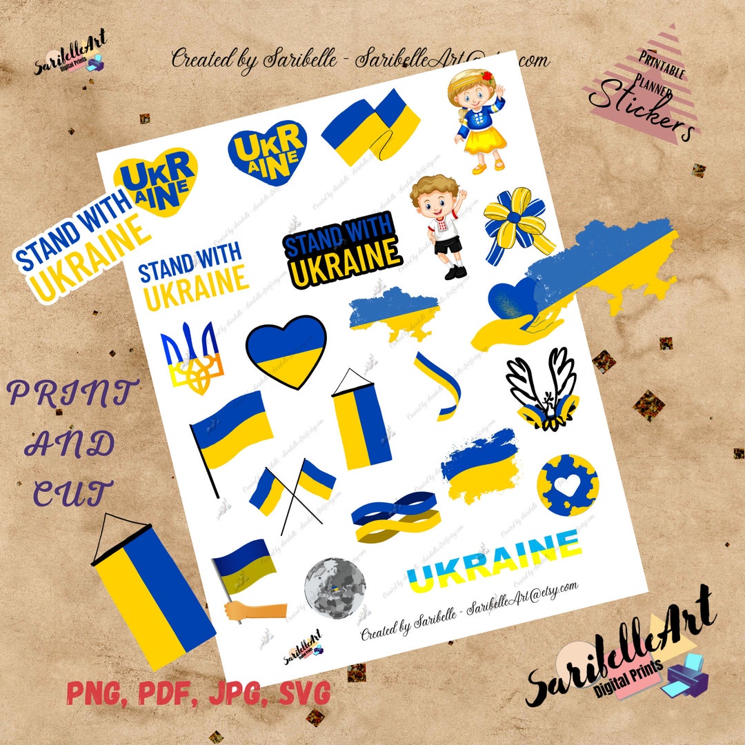 Stand With Ukraine, Ukraine Printable Stickers, Daily Journal Stickers ...