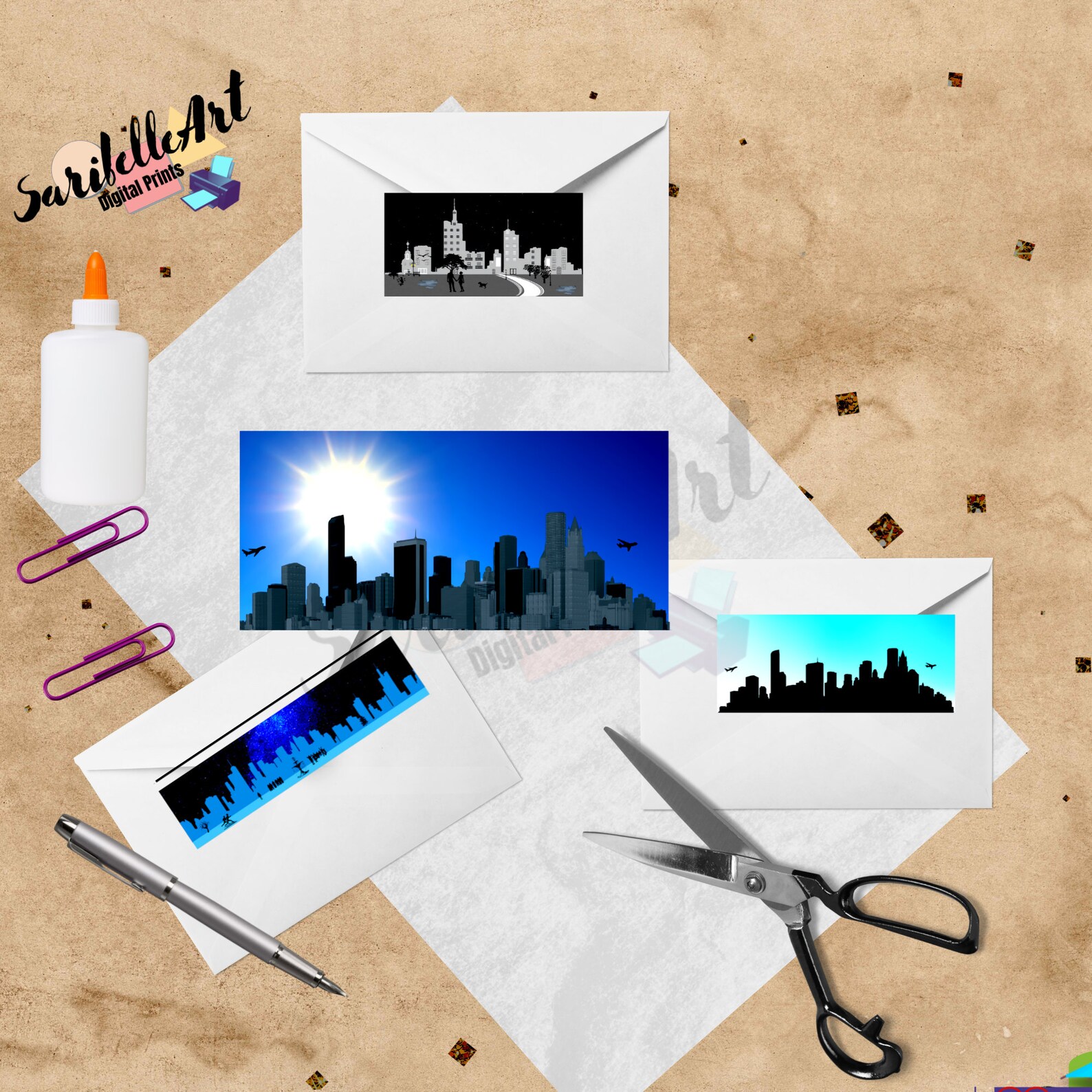 City Printable Stickers, Printable Sticker Sheet, Print and Cut ...