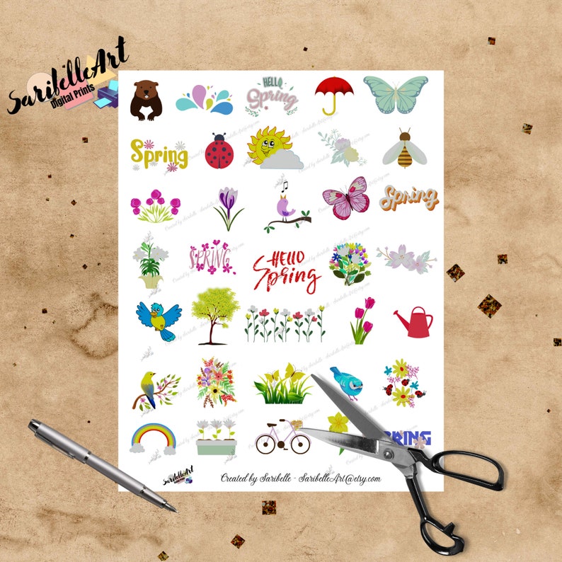 Spring Printable Stickers, Daily Journal Stickers - Etsy