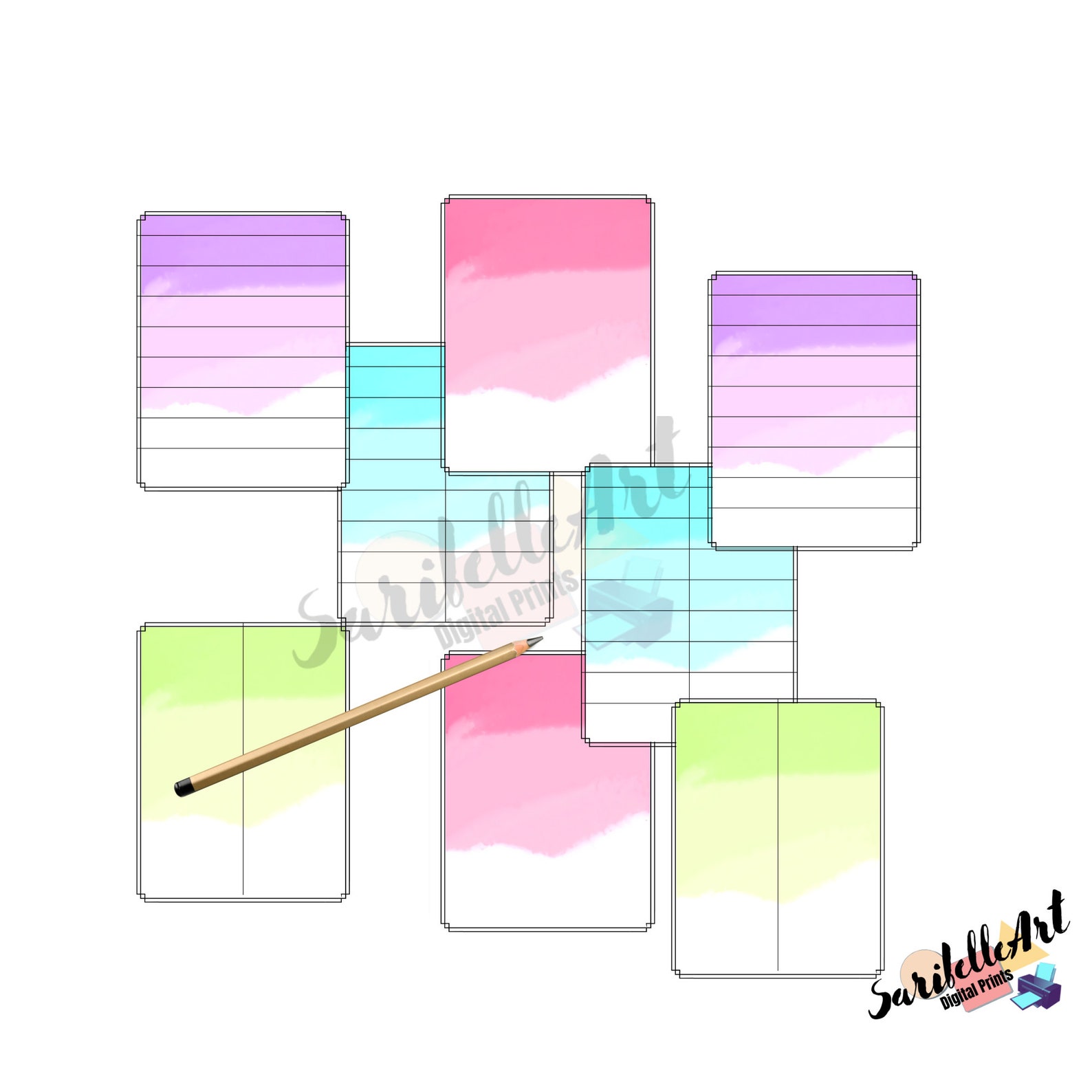 Colorful Mini Writing Paper Printable Stickers Printable - Etsy