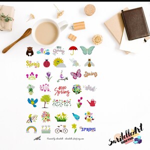Spring Printable Stickers, Daily Journal Stickers - Etsy