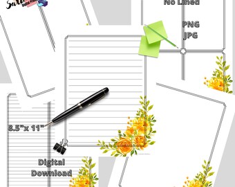 Yellow Lined Writing Paper Printable Decorative Note Paper Yellow Lined ...