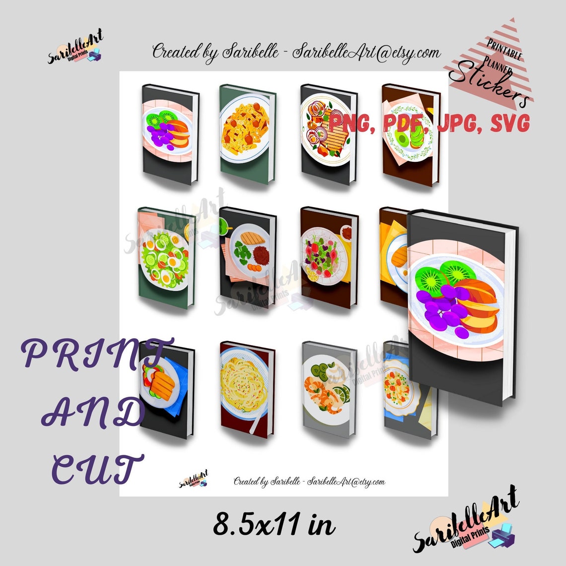 Healthy Food Printable Stickers, Printable Sticker Sheet, Print and Cut ...