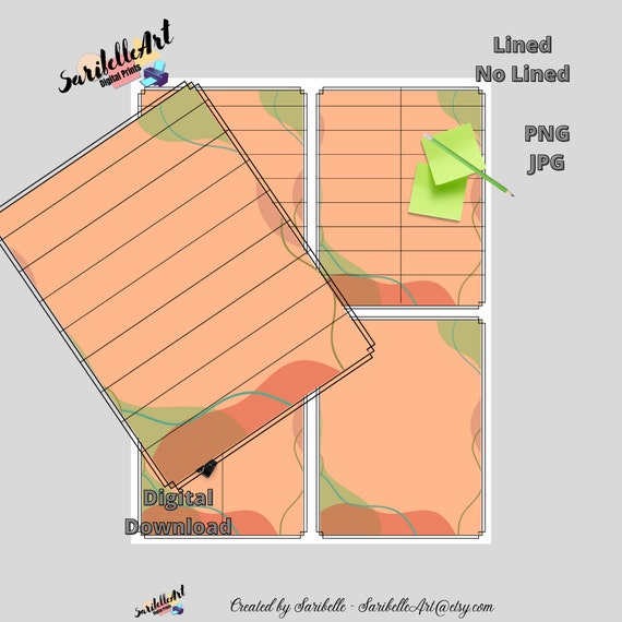 Orange Mini Writing Paper Printable Stickers Printable | Etsy