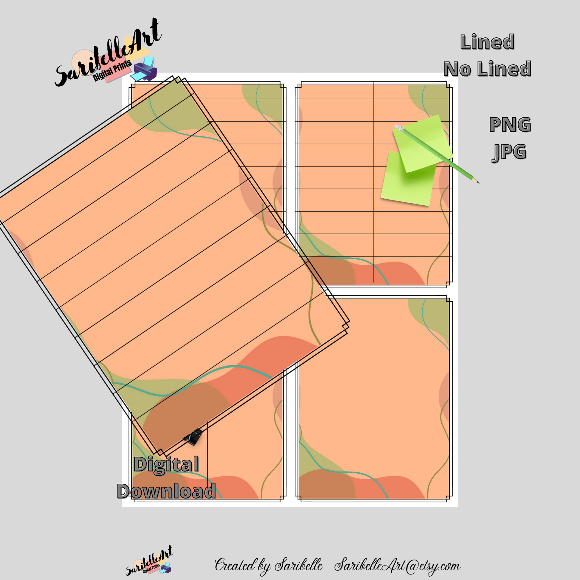 Orange Mini Writing Paper Printable Stickers, Printable Printable ...