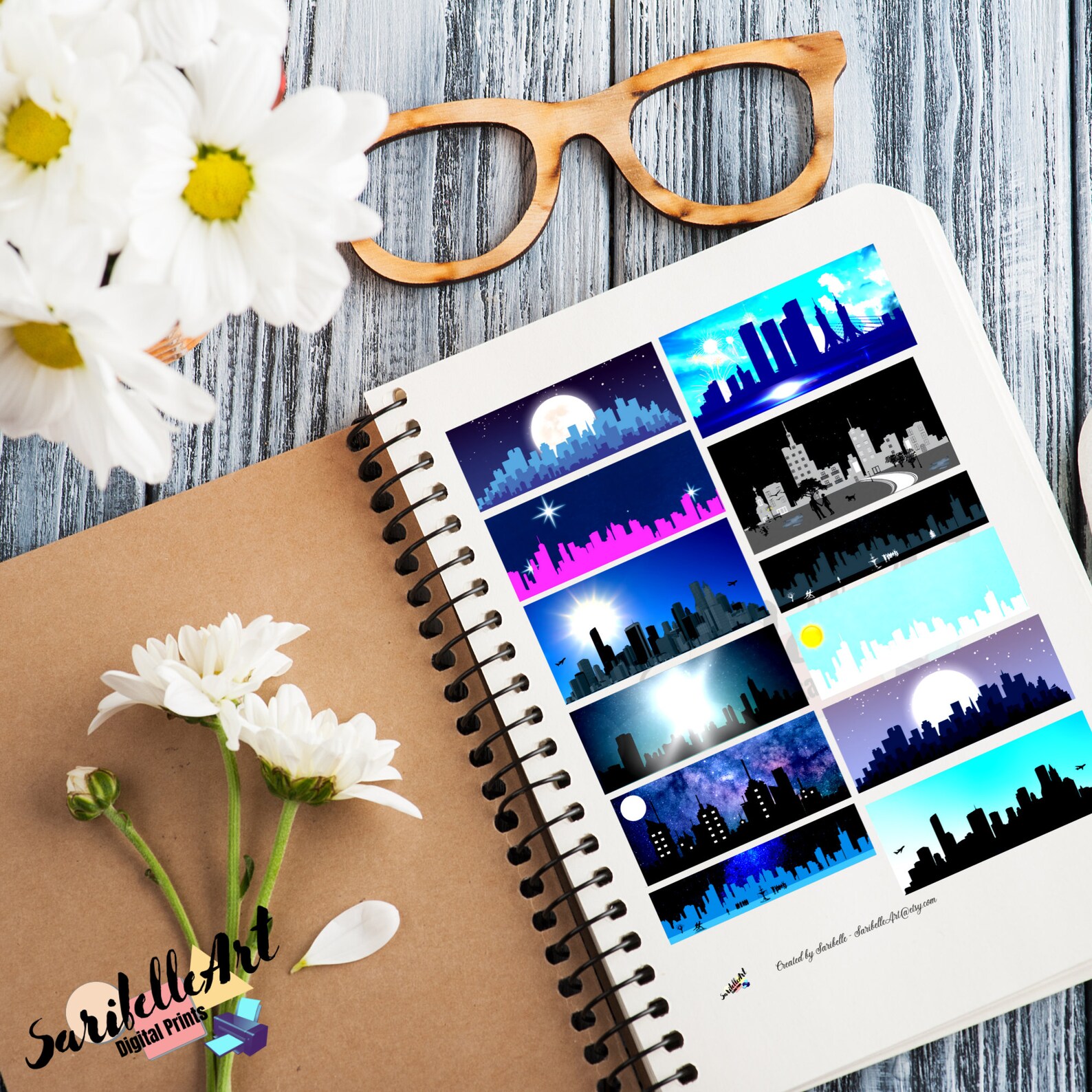 City Printable Stickers, Printable Sticker Sheet, Print and Cut ...