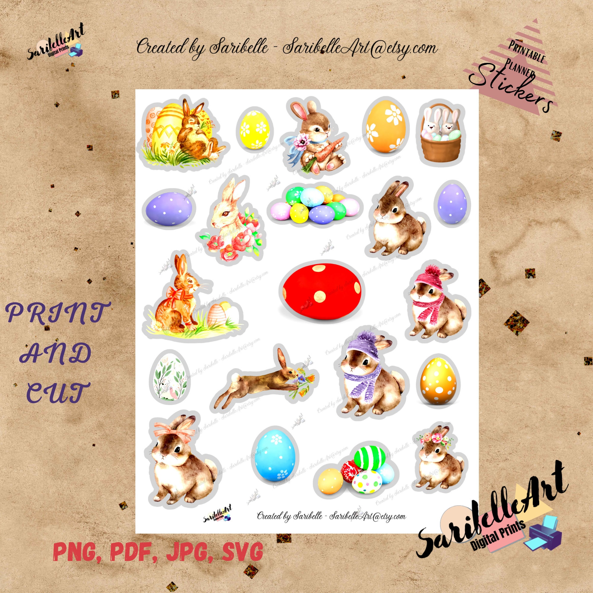 Easter Printable Stickers, Daily Stickers for Your Journal - Etsy