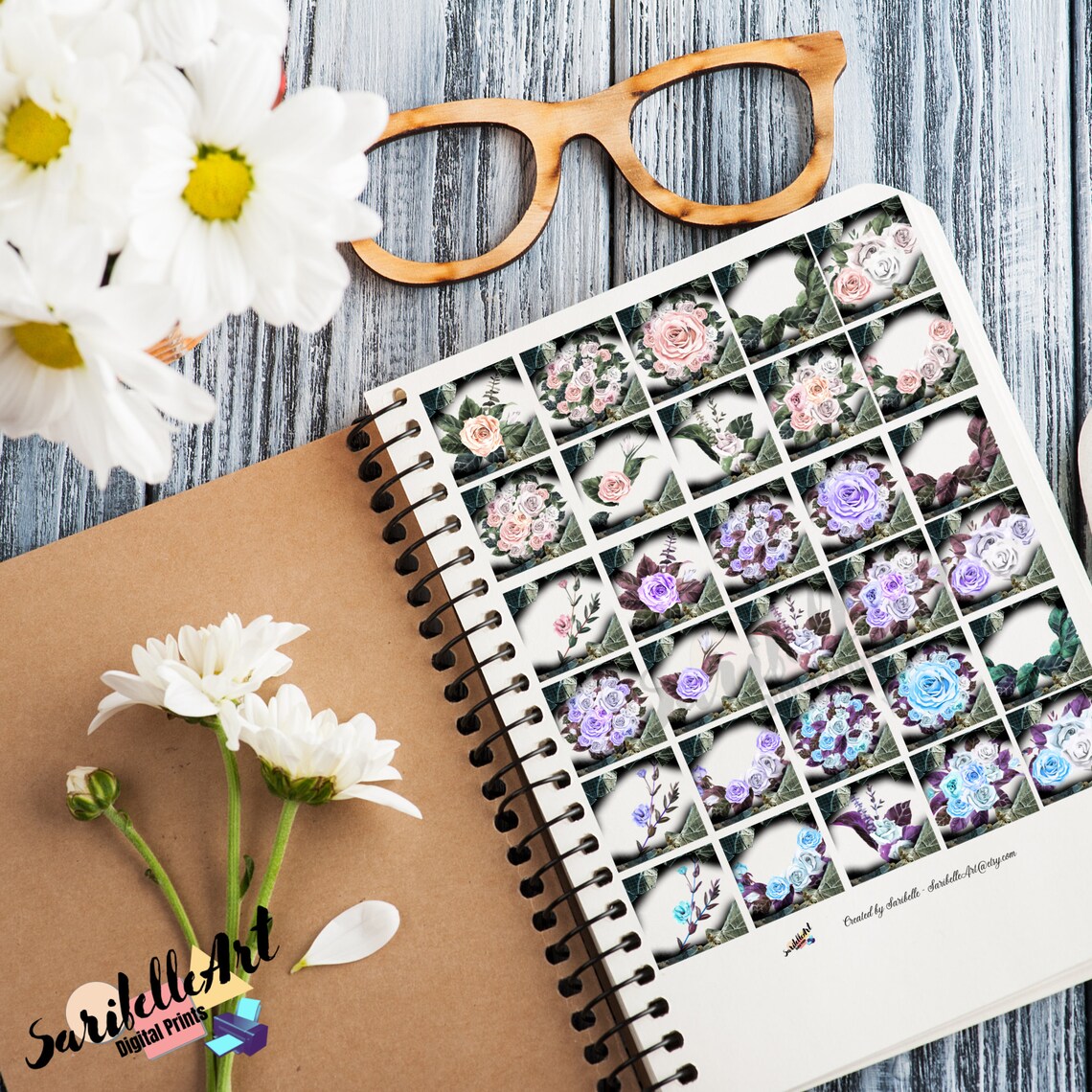 Roses Printable Stickers Printable Sticker Sheet Print and - Etsy