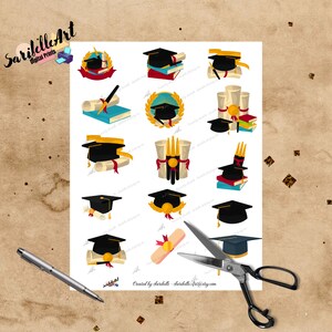 School Graduation Printable Stickers, Printable Sticker Sheet, Print ...