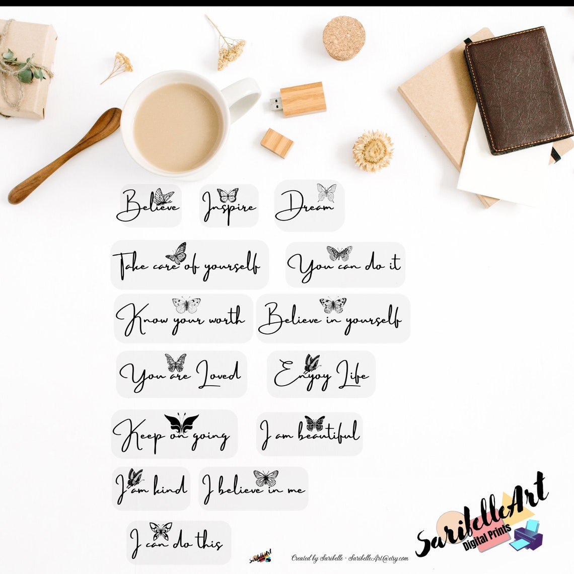 Inspirational Quotes Printable Stickers Daily Stickers for - Etsy