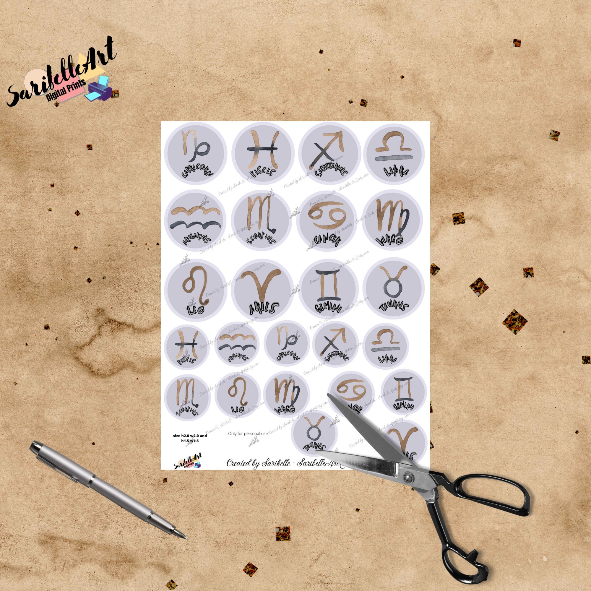 Zodiac Printable Stickers, Daily Stickers - Etsy