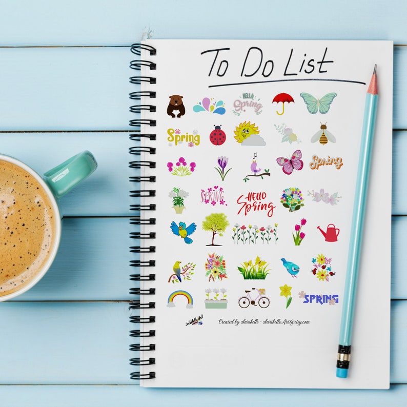 Spring Printable Stickers, Daily Journal Stickers - Etsy