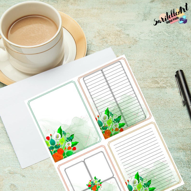 Floral Mini Writing Paper Printable Stickers Printable - Etsy