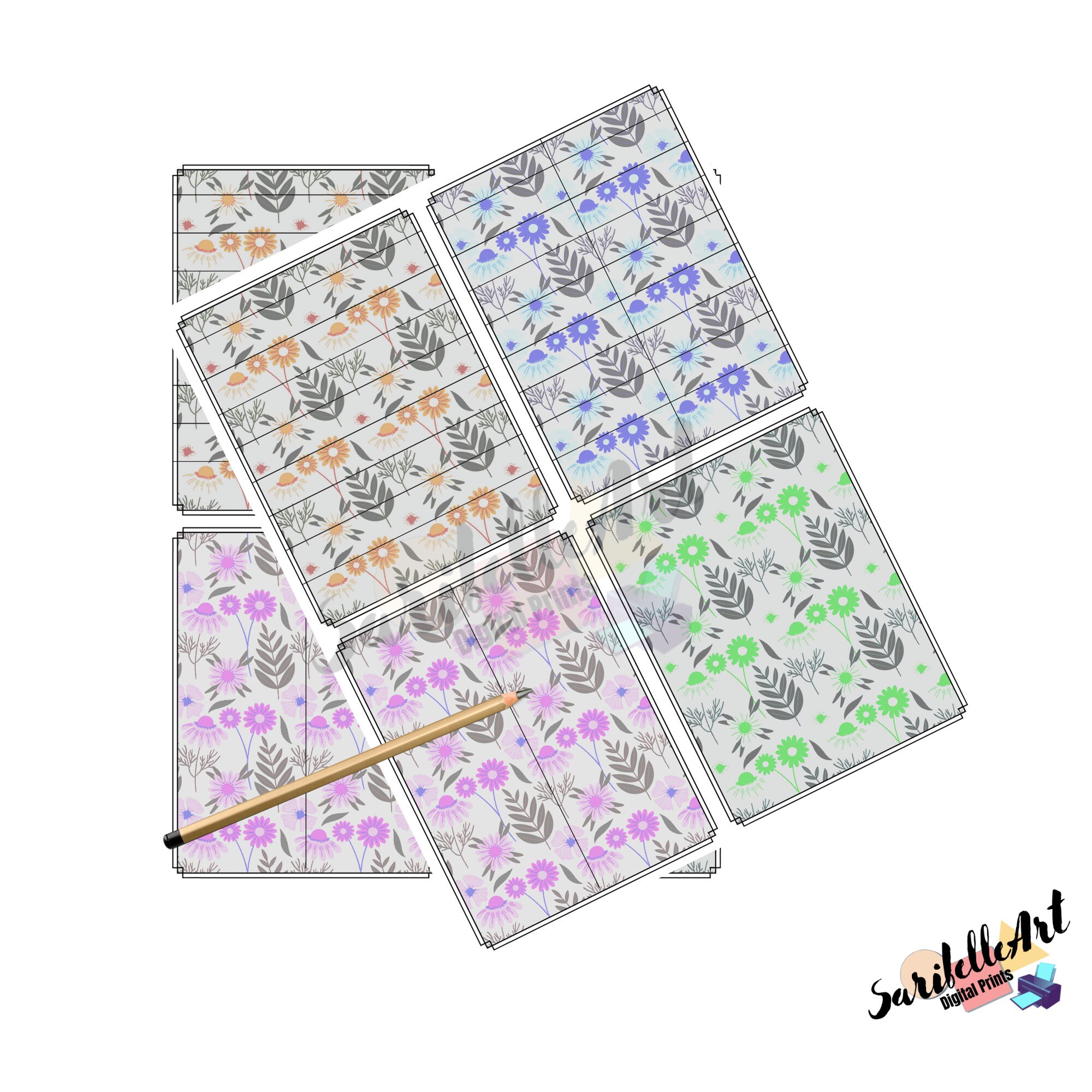 Colorful Flowers Mini Writing Paper Printable Stickers, Printable ...