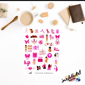 Breast Cancer, Women Printable Stickers, Daily Journal Stickers - Etsy