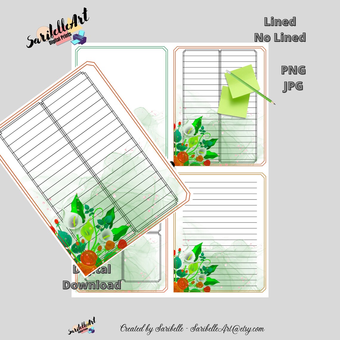 Floral Mini Writing Paper Printable Stickers Printable - Etsy