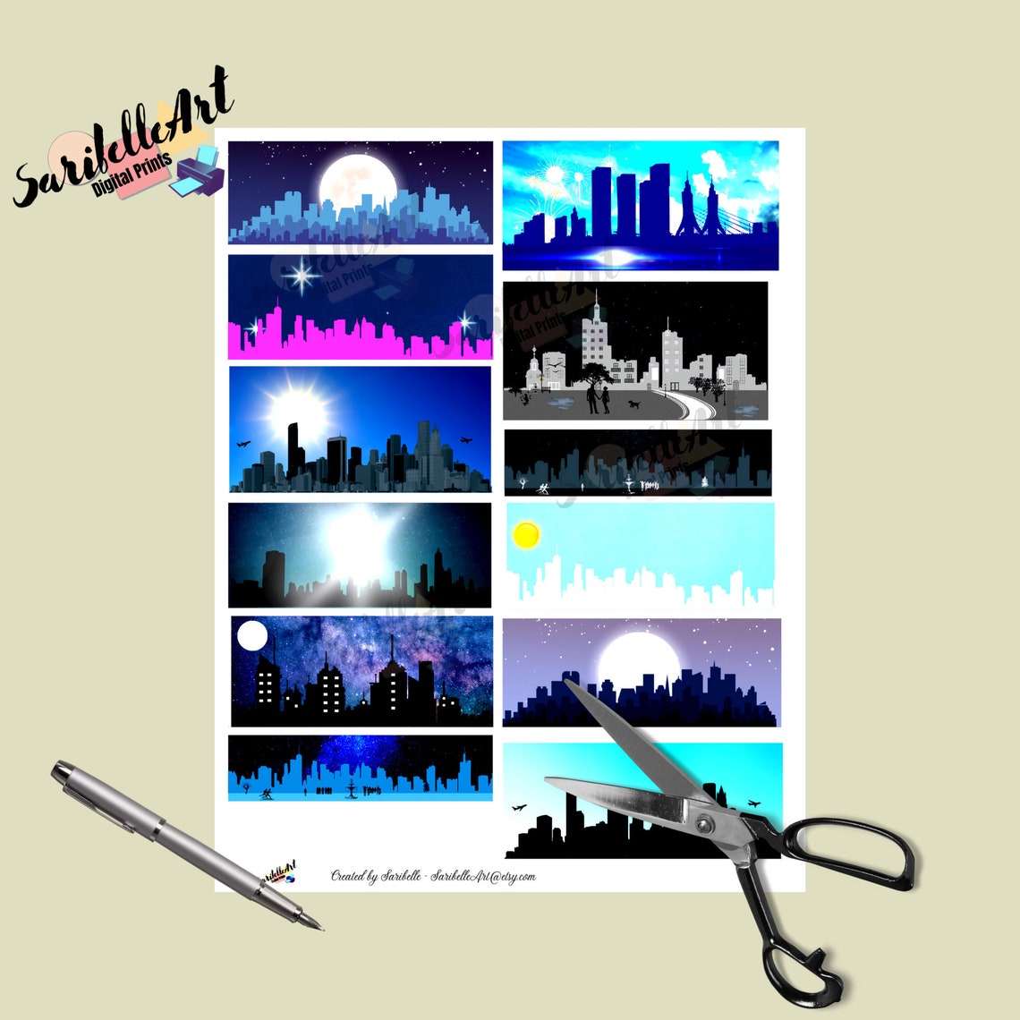 City Printable Stickers Printable Sticker Sheet Print and - Etsy